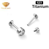 China Fashion Jewelry ASTM F136 Titanium Internally Threaded Labret with Bezel Set Zircon & Opal Top Jewelry Piercing Lip Tp2916 for sale