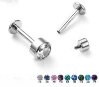 China Fashion Jewelry ASTM F136 Titanium Internally Threaded Labret with Bezel Set Zircon & Opal Top Jewelry Piercing Lip Tp2916 for sale