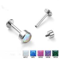 China Fashion Jewelry ASTM F136 Titanium Internally Threaded Labret with Bezel Set Zircon & Opal Top Jewelry Piercing Lip Tp2916 for sale