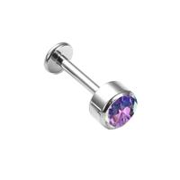 China Fashion Jewelry ASTM F136 Titanium Internally Threaded Labret with Bezel Set Zircon & Opal Top Jewelry Piercing Lip Tp2916 for sale