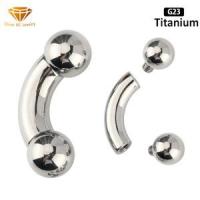 China Hot Sales Big Sizes Internal Thread Curved Barbell with Balls Piercing Titanium Body Eyebrow Simple Jewelry Tp1903ib for sale