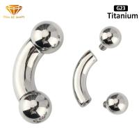 China Hot Sales Big Sizes Internal Thread Curved Barbell with Balls Piercing Titanium Body Eyebrow Simple Jewelry Tp1903ib for sale