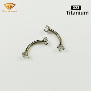 China Wholesale European and American Popular Fashion Double-Headed 3mm Zircon Eyebrow Nails Surgical Steel G23 Titanium Piercing for sale