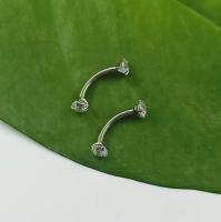 China Wholesale European and American Popular Fashion Double-Headed 3mm Zircon Eyebrow Nails Surgical Steel G23 Titanium Piercing for sale