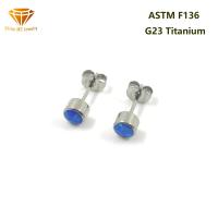 China Earring Piercing Jewelry ASTM F136 Titanium Earrings Rounded Cubic Zircon Opal Top with Butterfly Tper55ob for sale
