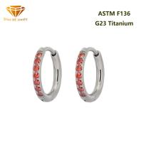 China Piercing Jewelry Back Clip Studs Earring Piercing Jewelry ASTM F136 Titanium Rounded Garnet Cubic Zircon Opal Top with Butterfly Earrings Tper98r for sale