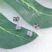 China Body Piercing Jewelry ASTM F136 Titanium Pair of Square Zircon Buttfly Button Clip Earrings Studs for Women for sale