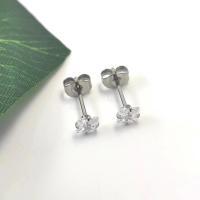 China Body Piercing Jewelry ASTM F136 Titanium Pair of Square Zircon Buttfly Button Clip Earrings Studs for Women for sale