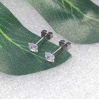 China Body Piercing Jewelry ASTM F136 Titanium Pair of Square Zircon Buttfly Button Clip Earrings Studs for Women for sale