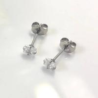 China Body Piercing Jewelry ASTM F136 Titanium Pair of Square Zircon Buttfly Button Clip Earrings Studs for Women for sale
