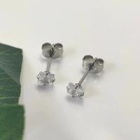 China Body Piercing Jewelry ASTM F136 Titanium Pair of Square Zircon Buttfly Button Clip Earrings Studs for Women for sale