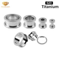 China High Quality ASTM F136 Titanium Flesh Tunnel Titanium Steel Ear Expander Piercing Jewelry Tunnel Ear Plug Sm0379 for sale