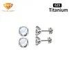 China Body Piercing Jewelry ASTM F136 Titanium Clear Geometric Zircon Buttfly Button Earrings Studs Earring for Women Tper12 for sale