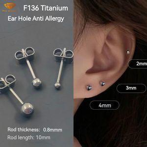 China Body Piercing Jewelry Back Clip Studs Earring Piercing Jewelry ASTM F136 Titanium Ball Top Ear Studs with Butterfly Tper15 for sale