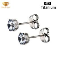 China G23/ASTM F136 Titanium Pair of Prong Set Round Top Ball Zircon Buttfly Clip Earrings Studs Women Body Piercing Jewelry Tper037 for sale