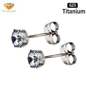 China G23/ASTM F136 Titanium Pair of Prong Set Round Top Ball Zircon Buttfly Clip Earrings Studs Women Body Piercing Jewelry Tper037 for sale
