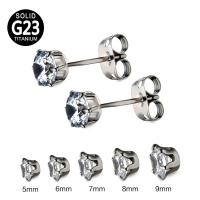 China G23/ASTM F136 Titanium Pair of Prong Set Round Top Ball Zircon Buttfly Clip Earrings Studs Women Body Piercing Jewelry Tper037 for sale