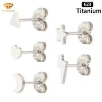 China Fashion Luxury Earring Studs ASTM F136 Titanium Triangle Heart Moon Star Lightning Top Labret Piercing Body Jewelry Te for sale