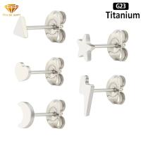 China Fashion Luxury Earring Studs ASTM F136 Titanium Triangle Heart Moon Star Lightning Top Labret Piercing Body Jewelry Te for sale