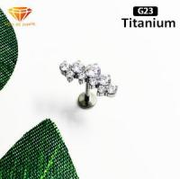 China ASTM F136 Titanium 9 CZ Top Internally Threaded Labret Women Piercing Studs Body Piercing Sm0538 for sale