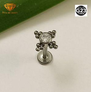 China Fashion Jewelry Top Quality ASTM F136 Titanium G23 Solid Titanium Piercing Stones Belly Lip Studs Tpn021 for sale