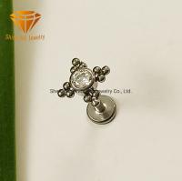China Fashion Jewelry Top Quality ASTM F136 Titanium G23 Solid Titanium Piercing Stones Belly Lip Studs Tpn021 for sale