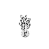 China Zircon Leaf Internally Thread Lip Nail 316 Stainless Steel Cast Piercing Jewelry Earbone Nail Lip Nail CS0090 for sale
