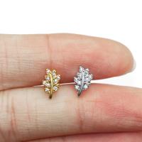 China Zircon Leaf Internally Thread Lip Nail 316 Stainless Steel Cast Piercing Jewelry Earbone Nail Lip Nail CS0090 for sale