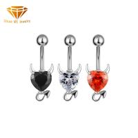 China Fashion Accessories Zircon Devil Heart Shaped Belly Ring Piercing Jewelry Q01591 for sale