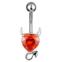 China Fashion Accessories Zircon Devil Heart Shaped Belly Ring Piercing Jewelry Q01591 for sale
