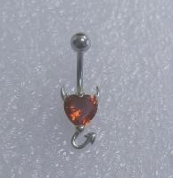 China Fashion Accessories Zircon Devil Heart Shaped Belly Ring Piercing Jewelry Q01591 for sale