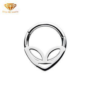 China Smiley Nose Ring Alien Interface Ring Nose Ring Stainless Steel Nose Nail Segment Hinged Ring Piercing Jewelry Sspr1101 for sale