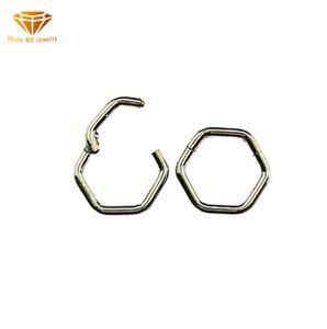 China Fashion Jewelry Surgical Steel Hexagonal Nose Ring with Shaft Piercing Jewelry Sspr1102 for sale