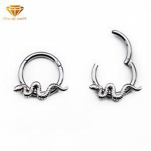 China Hot Sale 316 Stainless Steel Snake-Shaped Nose Ring Piercing Jewelry Earrings Casting Style Interface Ring Nose Ring Sspr106 for sale