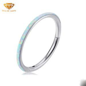 China Fashion Jewelry 316 Stainless Steel Piercing Opal Nose Ring Closed Ring Seamless Connection Hinged Segment Ring Sspr109 for sale