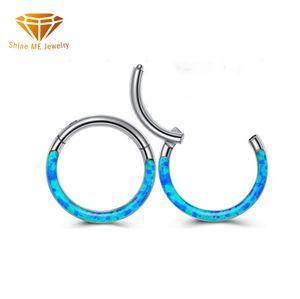 China 316 Stainless Steel Piercing Opal Nose Ring Closed Ring Seamless Connection Hinged Segment Ring Sspr108 for sale