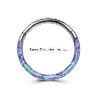 China 316 Stainless Steel Piercing Opal Nose Ring Closed Ring Seamless Connection Hinged Segment Ring Sspr108 for sale