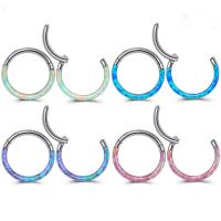 China 316 Stainless Steel Piercing Opal Nose Ring Closed Ring Seamless Connection Hinged Segment Ring Sspr108 for sale