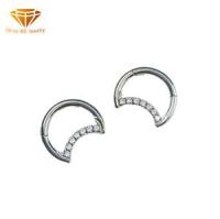 China 316L Surgical Steel Body Piercing Zircon Moon Nose Ring Closed Ring Segment Hinged Ring Jewelry SSR080 for sale