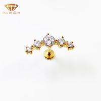 China Manufacturer's Direct Selling 316 Stainless Steel Cast Inlaid Zircon Lip Nails Fashion Jewelry Lip Nails CS0044G for sale