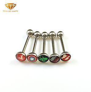 China Oil Drop Tongue Nails 316L Medical Steel Thick Rod Earrings Personalized Barbell Threaded Perforated Jewelry Sspb7291 for sale