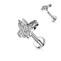 China Hot Selling New Body Piercing 316 Stainless Steel Butterfly Lip Nail 2023 Piercing Jewelry Internal Thread Ear Bone Nail CS0168 for sale