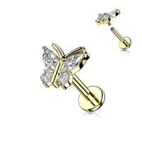 China Hot Selling New Body Piercing 316 Stainless Steel Butterfly Lip Nail 2023 Piercing Jewelry Internal Thread Ear Bone Nail CS0168 for sale