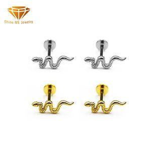 China Factory Direct Sales 316 Stainless Steel Jewelry Snake Shaped Internal Thread Lip Nail Amazon Hot New Ear Bone Nail Lip Nail Ssp0043 for sale
