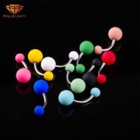 China Fashion Jewelry Navel Ring Hair Ball Belly Button Ring Acrylic Stainless Steel Body Piercing Umbilical Nail Snr13 for sale