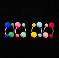 China Fashion Jewelry Navel Ring Hair Ball Belly Button Ring Acrylic Stainless Steel Body Piercing Umbilical Nail Snr13 for sale