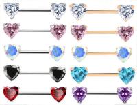 China 6mm Heart-Shaped Zircon Breast Nails Peach Heart Breast Ring Stainless Steel Nipple Ring Piercing Jewelry Ssp0813 for sale