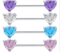 China 6mm Heart-Shaped Zircon Breast Nails Peach Heart Breast Ring Stainless Steel Nipple Ring Piercing Jewelry Ssp0813 for sale
