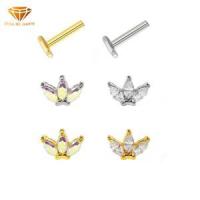 China Crown Lip Pin Body Piercing 316 Stainless Steel Cast Horse Eye Zircon Internally Thread Lip Jewelry CS0091 for sale