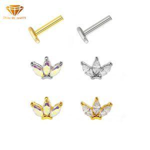 China Crown Lip Pin Body Piercing 316 Stainless Steel Cast Horse Eye Zircon Internally Thread Lip Jewelry CS0091 for sale